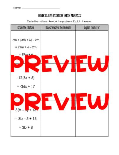 Distributive Property Error Analysis For Middle School Math Tpt