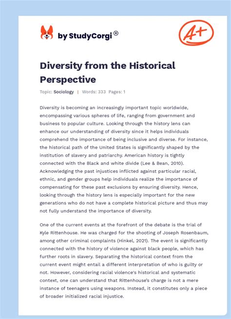Diversity From The Historical Perspective Free Essay Example