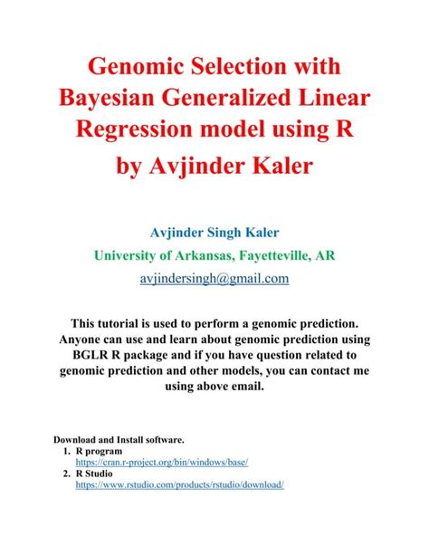 genomic selection with bayesian generalized linear regression model