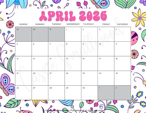 2026 April Calendar Printable