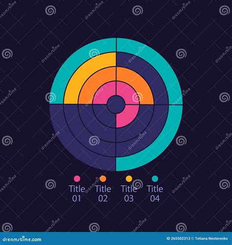 Radial Infographic Diagram Design Template For Dark Theme Cartoon Vector