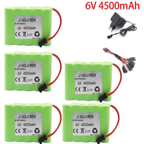 Rc 자동차 로봇 탱크 건 보트용 배터리 및 충전기 충전식 배터리 팩 6v Nimh 배터리 Aa 3500mah 6v