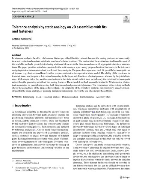 tolerance analysis by static analogy on 2d assemblies with fits and