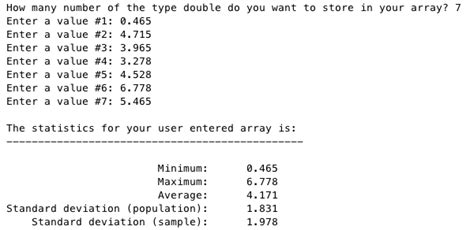 Solved Array Statistics Write A Java Program That Does The