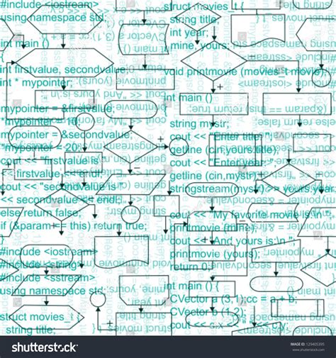 Illustration Flowchart Diagrams Programming Code Seamless เวกเตอร