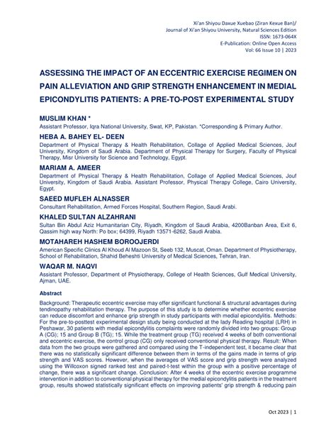 (PDF) ASSESSING THE IMPACT OF AN ECCENTRIC EXERCISE REGIMEN ON PAIN ALLEVIATION AND GRIP ...