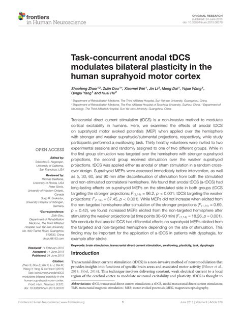 Pdf Task Concurrent Anodal Tdcs Modulates Bilateral Plasticity In The
