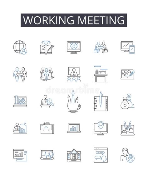 Working Meeting Line Icons Collection Innovative Accessible User
