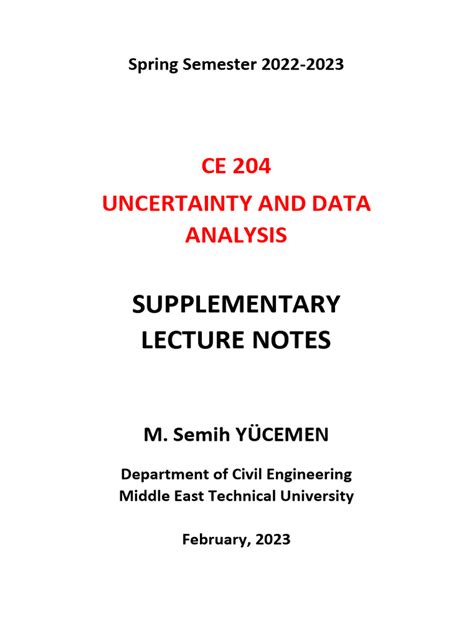 Ce 204 Lecture Notesspring 2022 2023 Pdf Risk Statistics