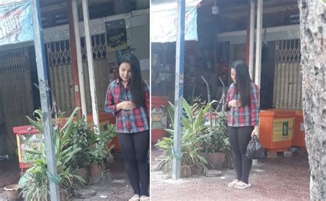 មាននារីស្រស់ស្អាតម្នាក់ហាក់មានអារម្មណ៍មិនល្អ ដើរ ឈរ សំពះ ម្នាក់ឯង ម្តុំខាងជើងវត្តភ្នំ