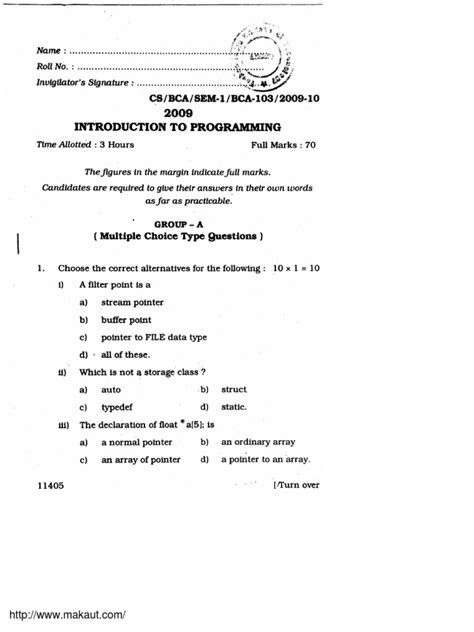 Bca 103 Introduction To Programming 2009 Pdf
