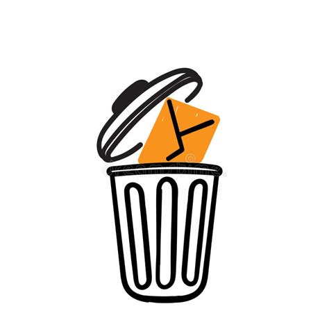 Hand Drawn Doodle Put Letter In To Dustbin Symbol For Deleting Email Icon Stock Illustration
