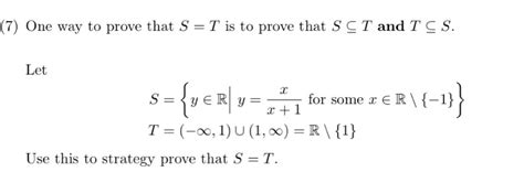 solved one way to prove that s t is to prove that s⊆t and