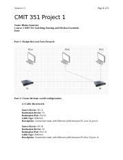 CMIT 351 Project 1 Network Design And Configuration Course Hero