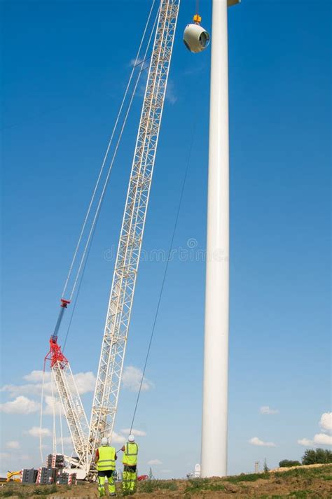 Wind Turbine Tower Construction Stock Image Image Of Renewable Equipment 262652529
