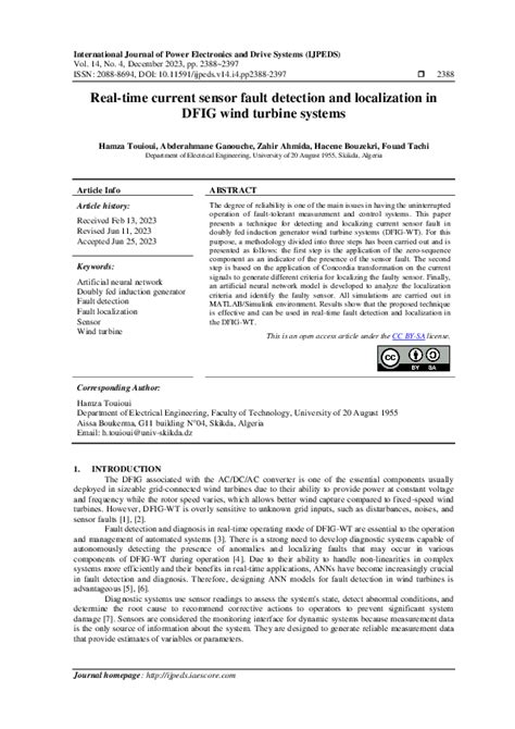Pdf Real Time Current Sensor Fault Detection And Localization In Dfig