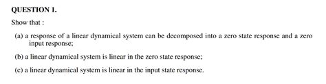 Solved QUESTION Show That A A Response Of A Linear Chegg