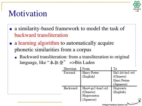 Ppt Backward Machine Transliteration By Learning Phonetic Similarity