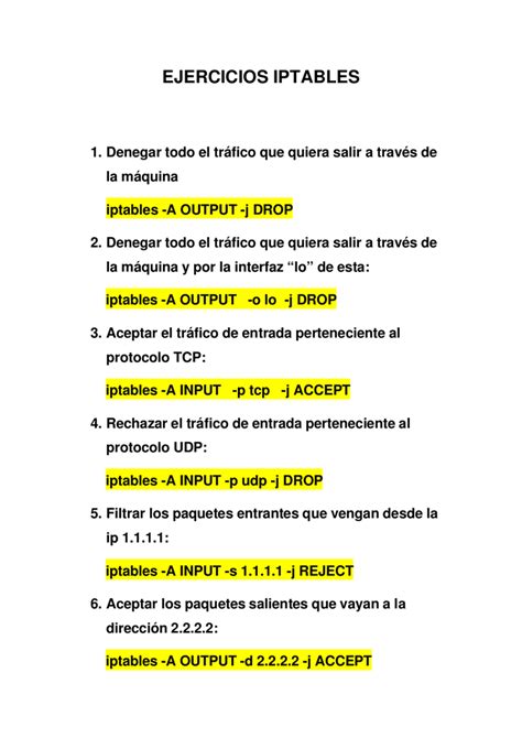 Ejercicios Iptables