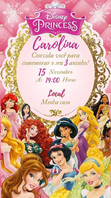 Convite Digital Princesas Elo7 Produtos Especiais