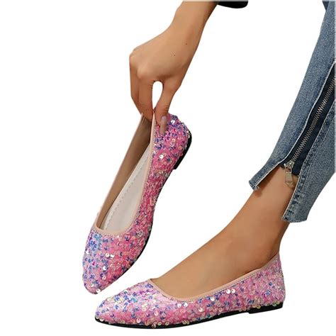 Hot Pink Sparkly Wedding Flats Cute