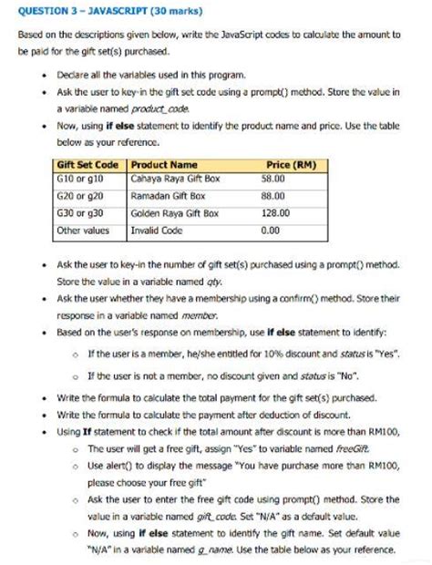 solved question 3 javascript 30 marks based on the