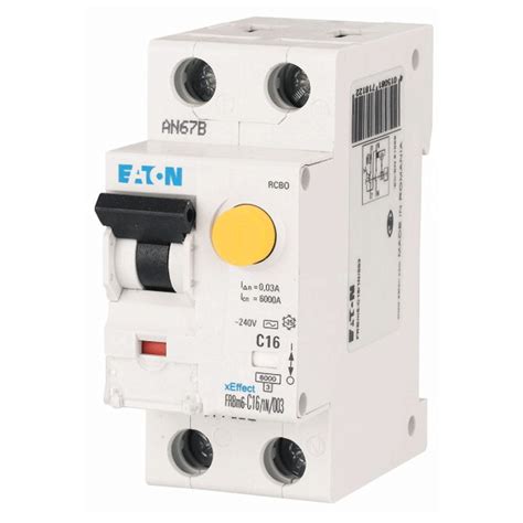Eaton Residual Current Operated Circuit Breaker 16A 1P N 6kA 30mA C AC 2M