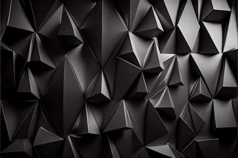 Premium Photo Abstract Black Polygonal Triangle Surface Background Low Poly 3d Illustration