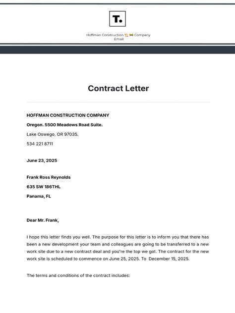 Free Contract Extension Letter Template Pdf