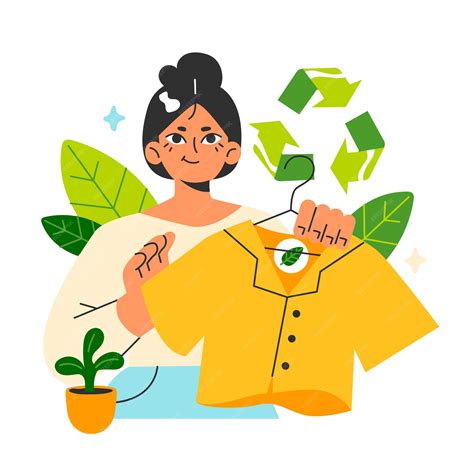 제로 폐기물 및 순환 경제 업사이클링 또는 헌 옷 재사용 프리미엄 벡터