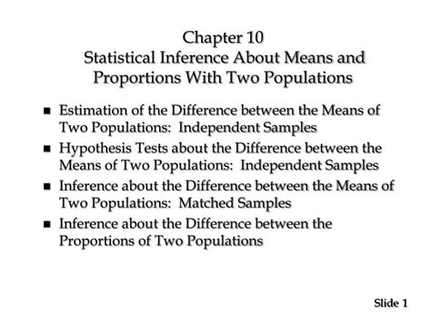Ppt Chapter 10 Statistical Inference About Means And Proportions With Two Populations