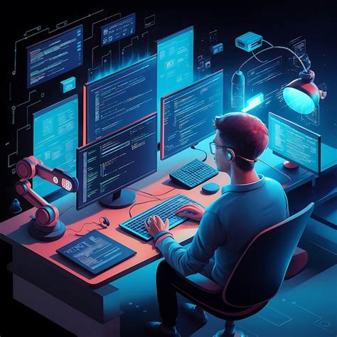 programmer workflow illustration concept 3d illustration vector