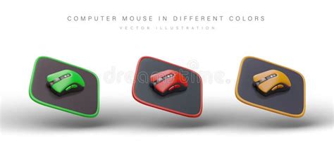 realistic computer mouse on black mat device with buttons and scroll