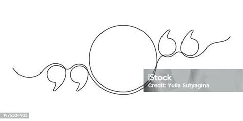 쉼표가있는 원형 말풍선 대화의 따옴표 연속 한 줄 그리기 따옴표 자유형 한 줄 손으로 그린 스타일 벡터 원형에 대한 스톡 벡터 아트 및 기타 이미지 Istock