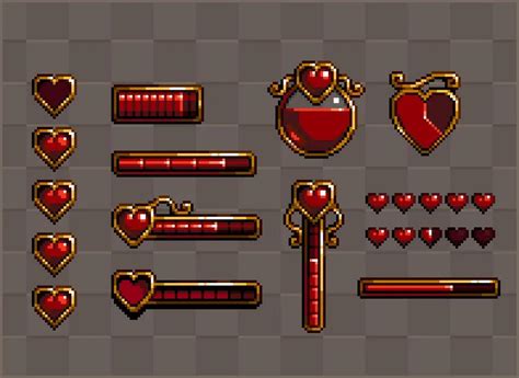 Made Some Health Bar Sprites To Practice Drawing Ui R Pixelart