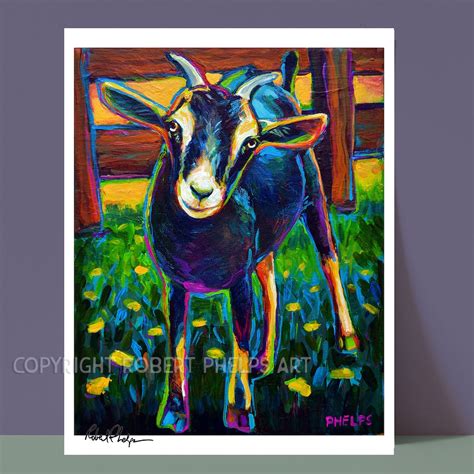 Black Goat Art Print Colorful Goat Print Farmhouse Wall Art Farm