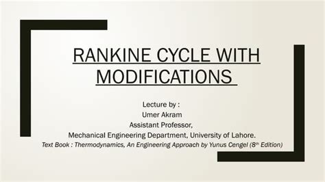 Regenerative Rankine Cycle Complete Overview Ppt