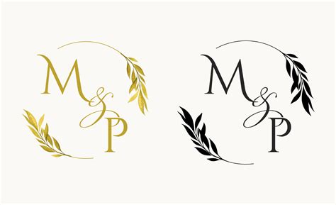 Mp Initial Wedding Floral Monogram Logo 15317816 Vector Art At Vecteezy