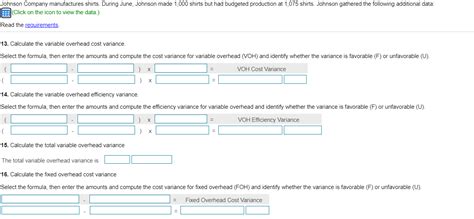 Solved Х Data Table X Requirements Variable Overhead Cost