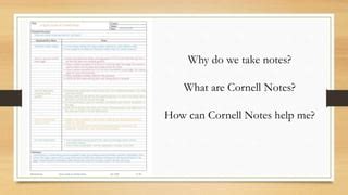 Introduction To Cornell Notes PPTX Education