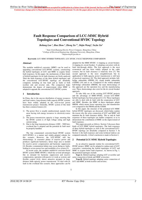 Pdf Fault Response Comparison Of Lccmmc Hybrid Topologies And Conventional Hvdc Topology