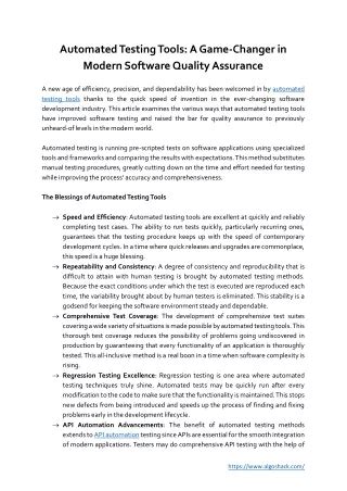 PPT Automated Testing Tools A Game Changer In Modern Software Quality Assurance PowerPoint