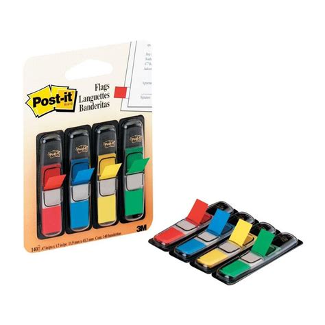 3m Post It® Flags 140 Flags Pack 4 Assorted Colors 0 4” X 1 7” 623637