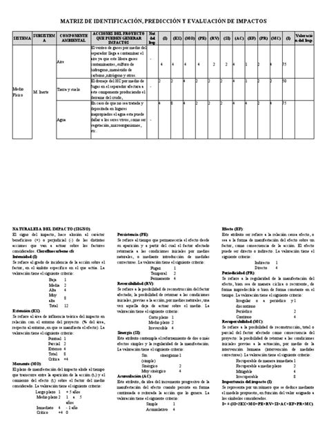 Matriz de Impactos | PDF | Contaminación | Agua