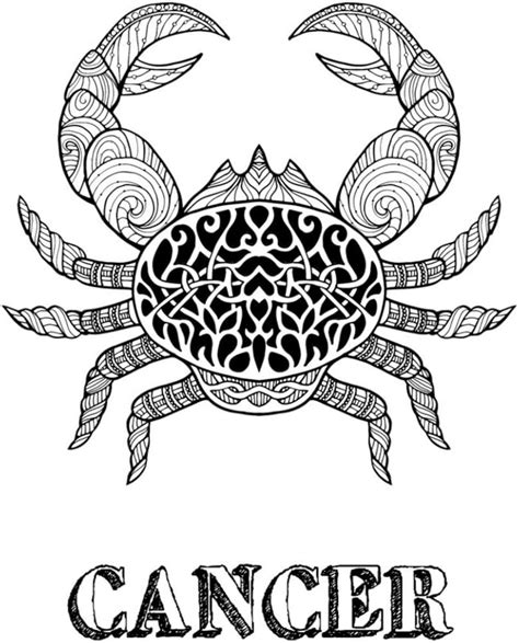 Cancer Zodiac Coloring Pages 2025