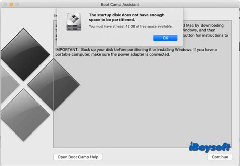 What If Boot Camp Says Not Enough Space But It Isnt