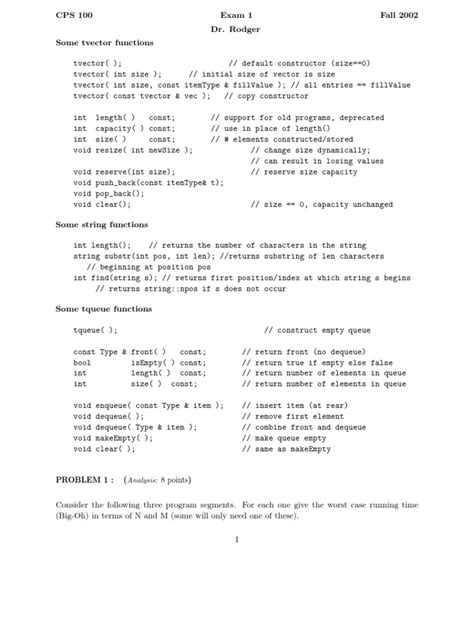 Problem 1 Analysis 8 Points Pdf Queue Abstract Data Type String Computer Science