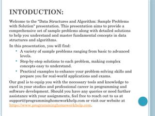 Data Structures And Algorithm Sample Problems With Solution Ppt