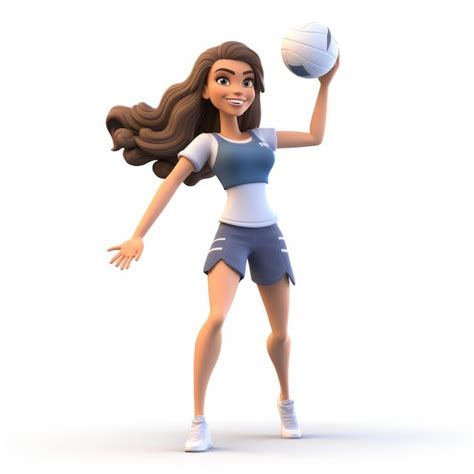 Cartoon Girl Volleyball Player
