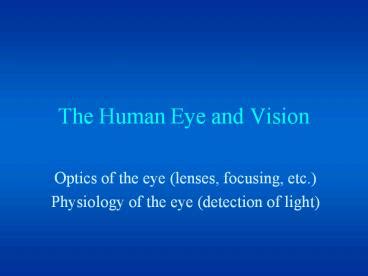 The Human Eye And Vision Presentation Free To View